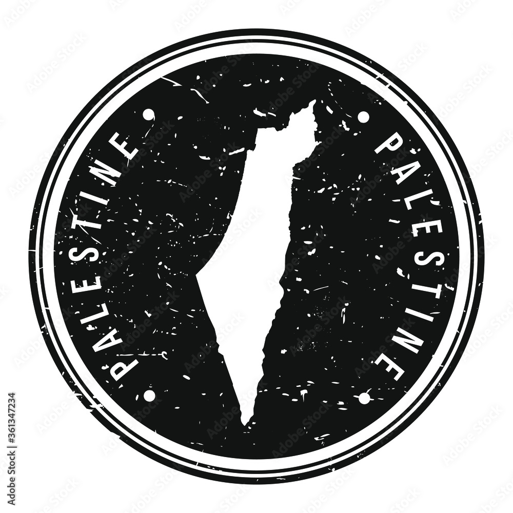 Palestine Map Symbol. Round Design Stamp. Travel and Business Vector ...