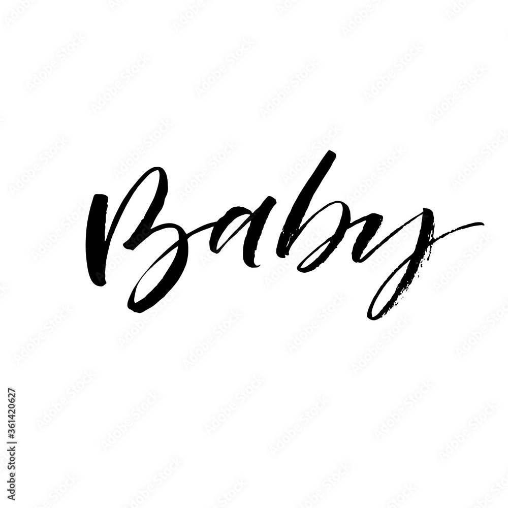 Baby card. Hand drawn brush style modern calligraphy. Vector ...