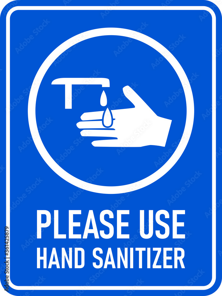 Please Use Hand Sanitizer Vertical Hygiene Warning Poster Icon with an ...
