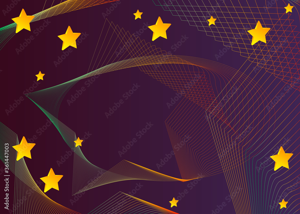 Abstract Background With Dynamic Linear Waves Modern Vibrant Colored Poster Composition Of