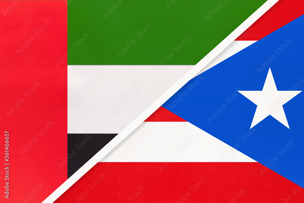 United Arab Emirates and Puerto Rico, symbol of national flags from ...