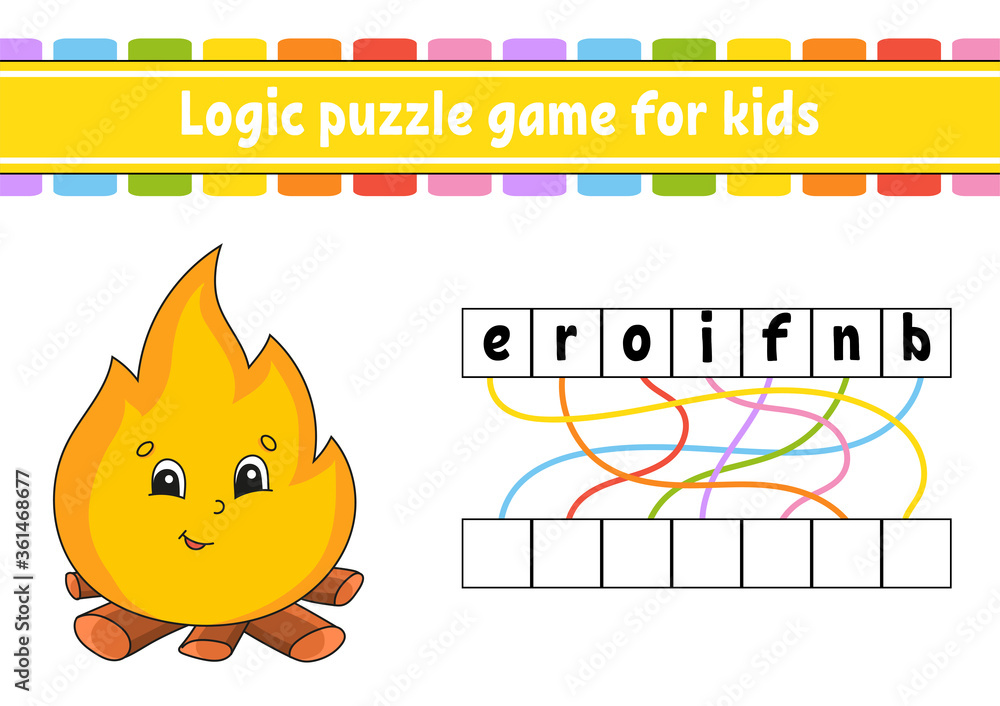 Vetor Logic puzzle game. Learning words for kids. Find the hidden name ...