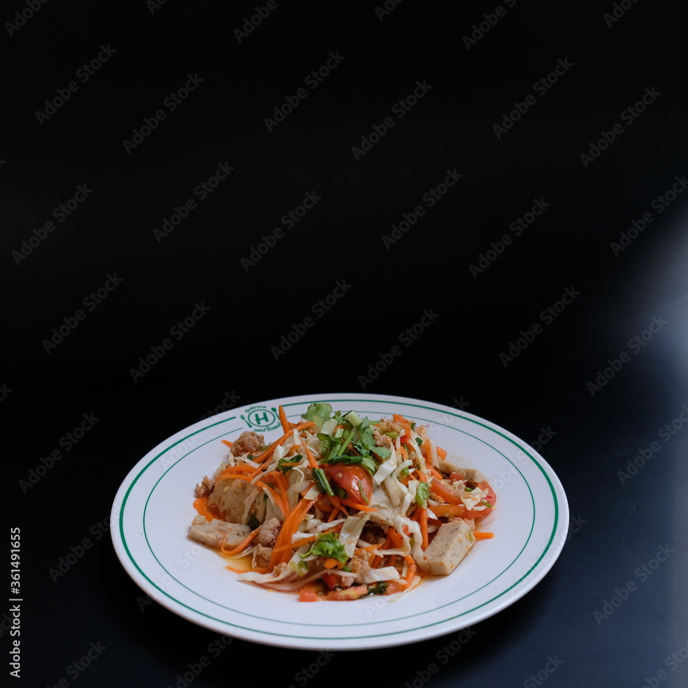 Pork Sausage stick and salted egg yolk spicy vietnamese sausage salad ...