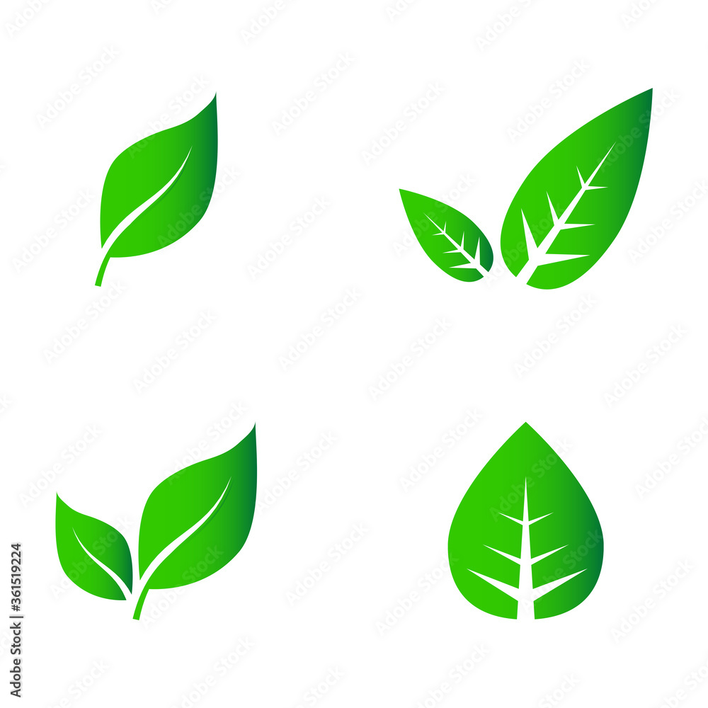 Abstract leaf icon set isolated on white background. Collection of leaf ...