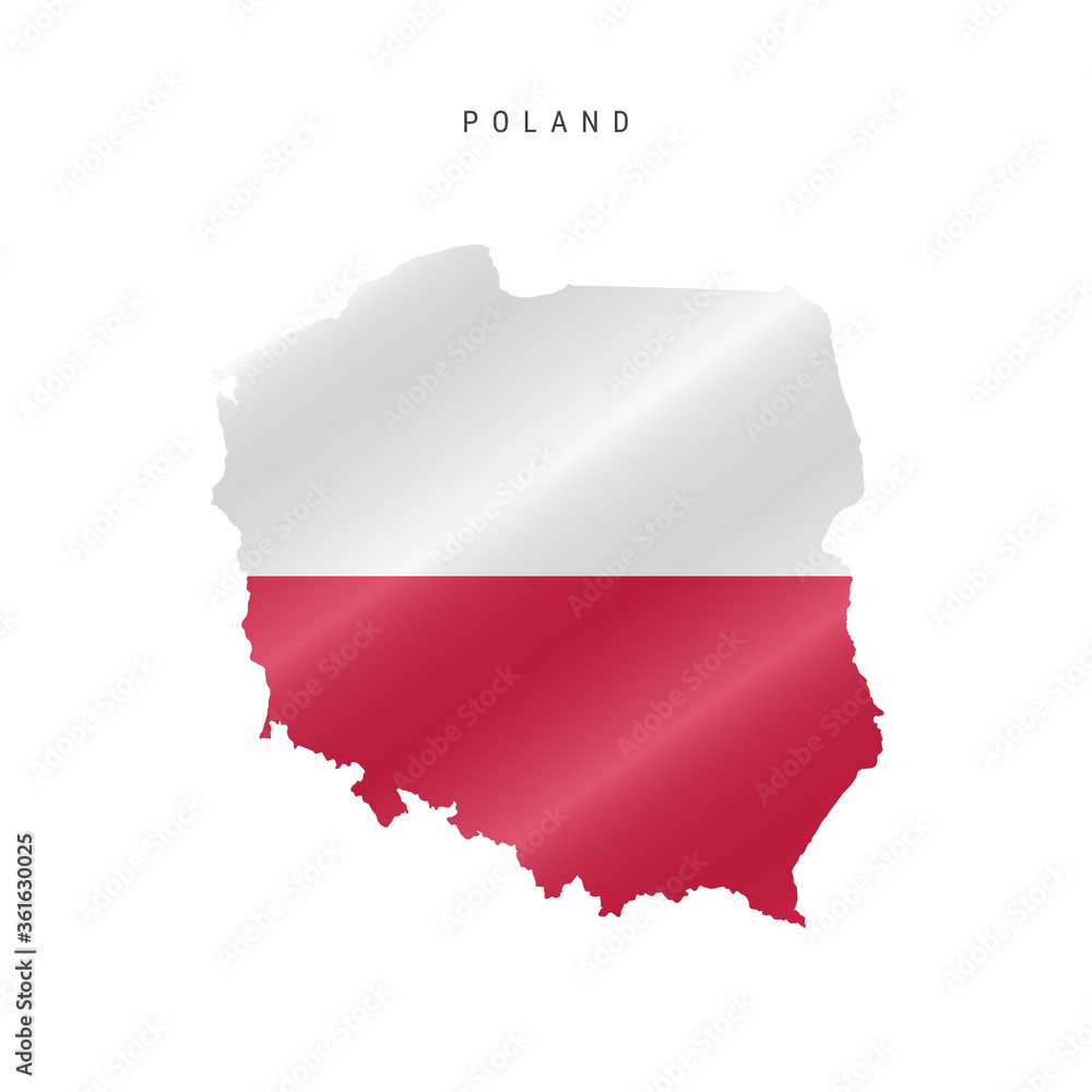 Waving flag map of Poland. Vector illustration Stock Vector | Adobe Stock