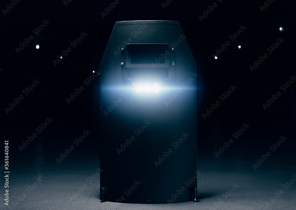 Image of a bulletproof shield. The concept of the fight against ...