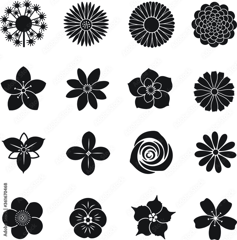 flower icon collection Stock Vector | Adobe Stock