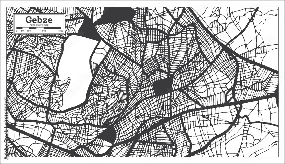 Gebze Turkey City Map in Black and White Color in Retro Style. Outline ...