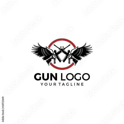 Gun Logo Template. Military and Weapon Logo Design vector illustration ...