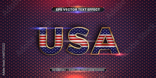 Editable text effect - USA word with its national country flag. Text ...
