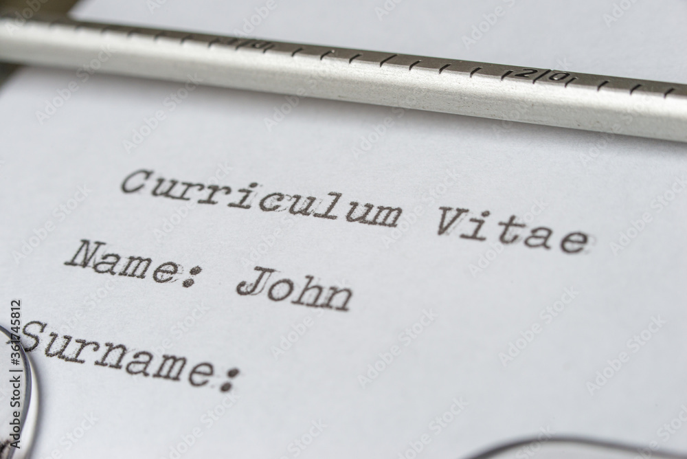Draw up a CV with the typewriter Stock Photo | Adobe Stock