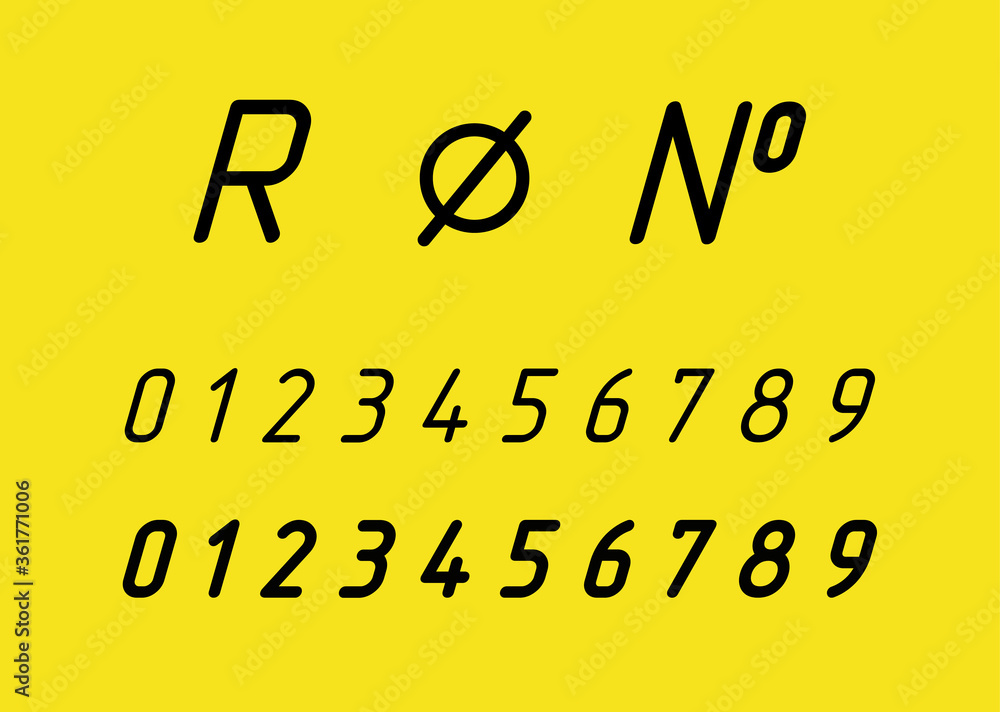 Mechanical drawing font. Vector typeface. Set of numbers. Technical ...