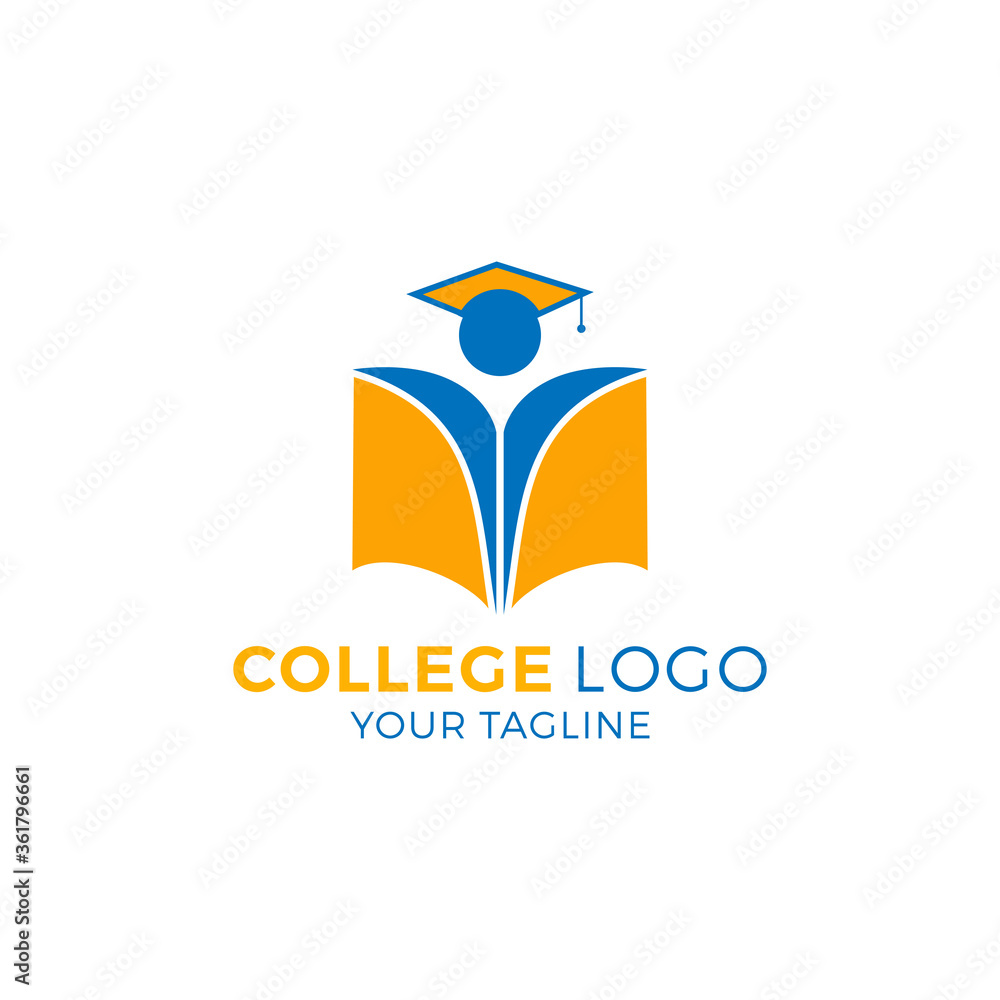 College logo design template. Vector illustration of icon Stock Vector ...
