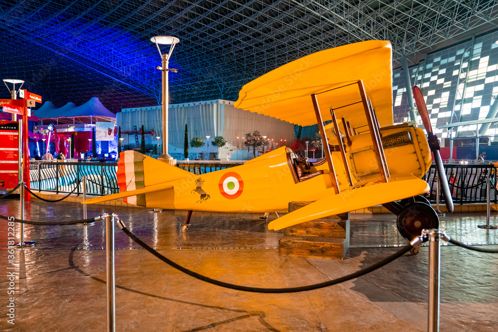 Real size plane model standing at the entertainment center Ferrari ...