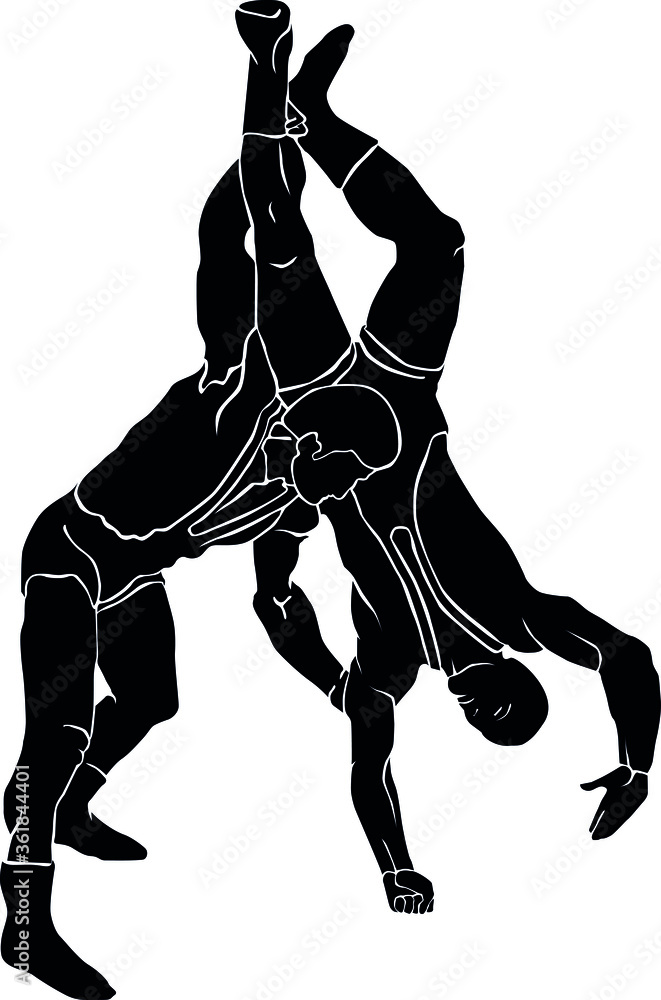Greco-Roman wrestling. A fight between two athletes. Sport. Vector ...
