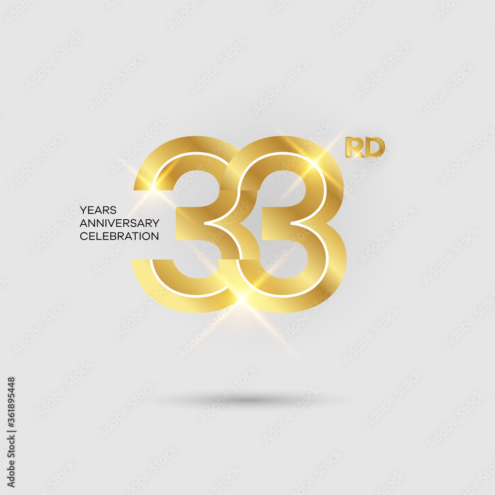 33rd 3D gold anniversary logo isolated on elegant background, vector ...