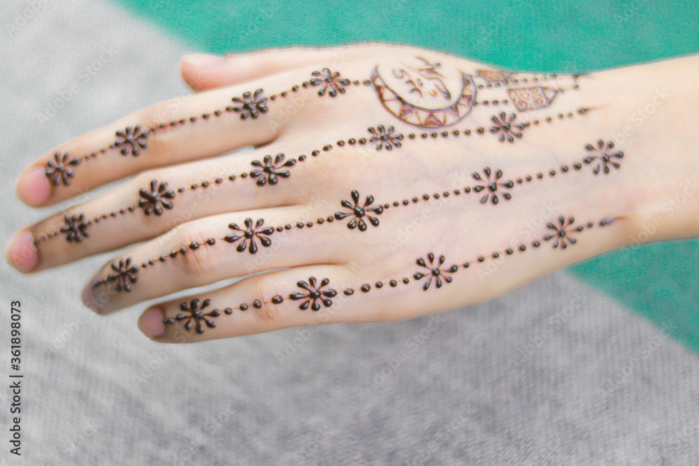 Back Hand Mehndi Designs Pic For Eid Stock Photo | Adobe Stock