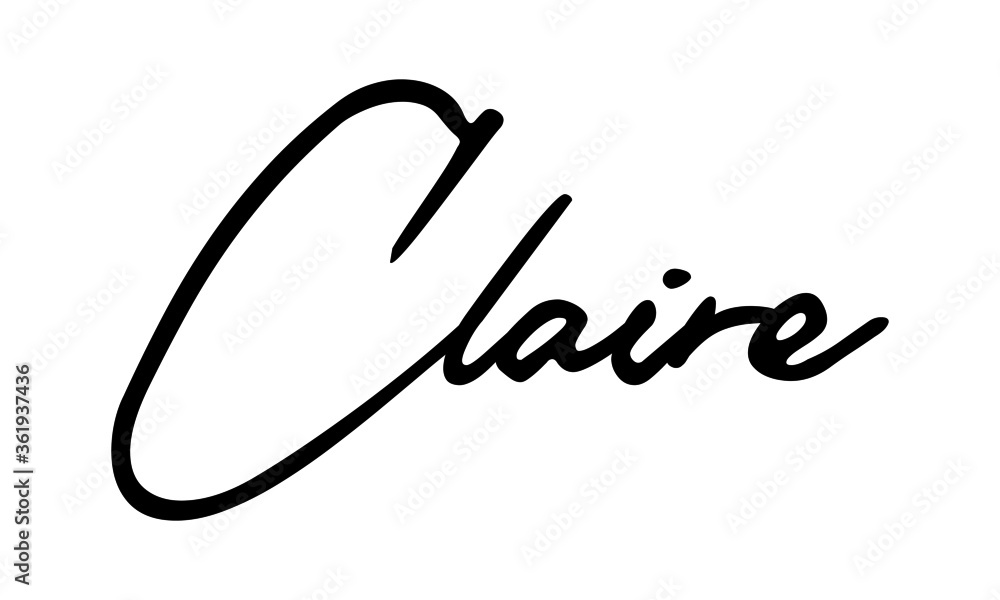 Claire-women name Handwritten Font Calligraphy Black Color Text on ...