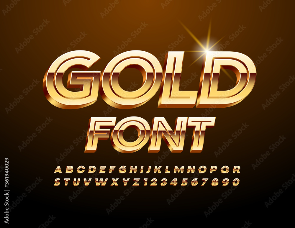 Vector Gold Font. Creative luxury Alphabet Letters and Numbers Stock ...