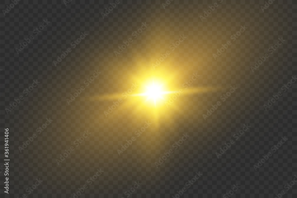 Glow isolated white transparent light effect set, lens flare, explosion ...