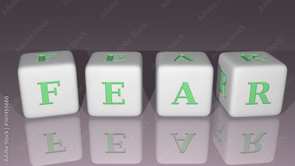 Fear built by dice letters and color crossing for the related meanings ...