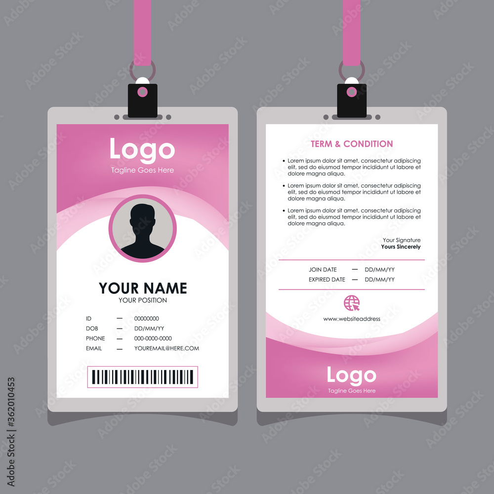 Abstract Smooth Purple Curvy Id Card Design, Professional Identity Card ...