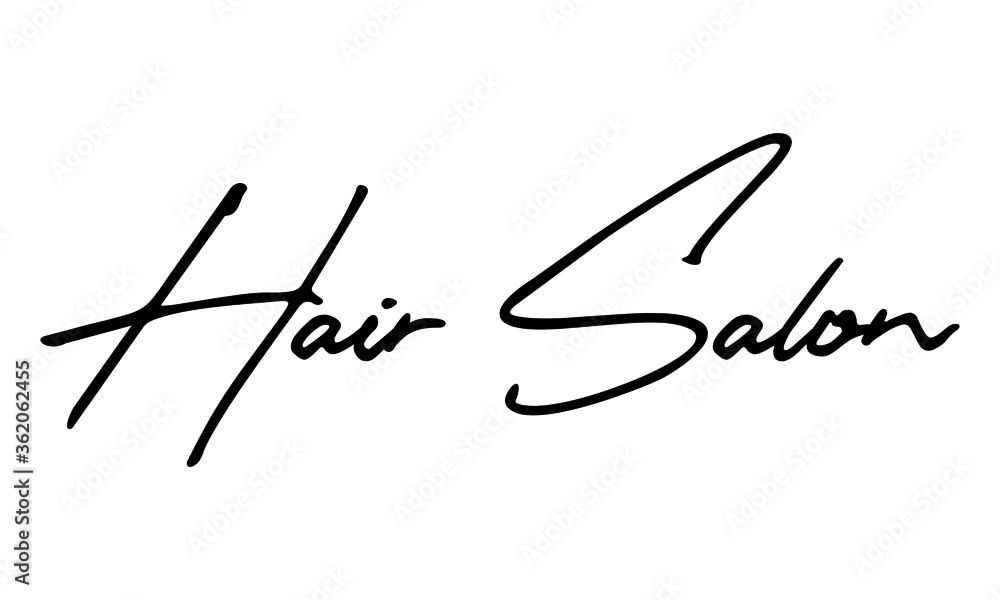 Hair Salon Handwritten Font Calligraphy Black Color Text on White ...