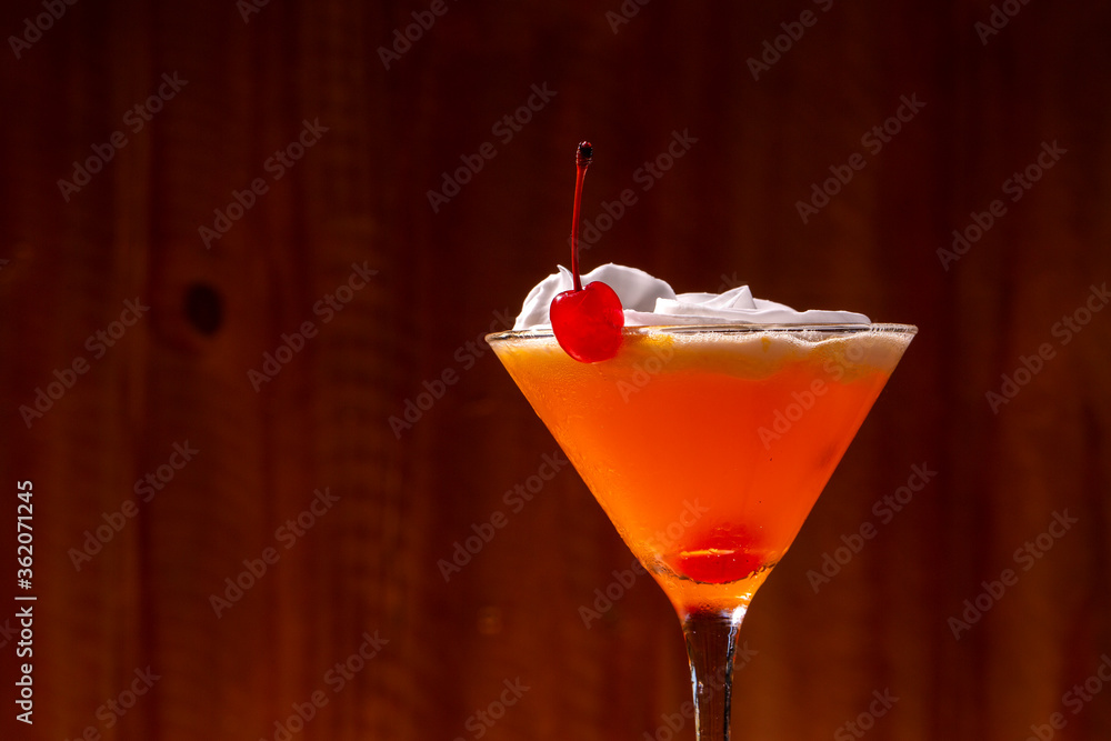 Classic cocktail Basque Martini. sloe-flavoured liqueur Patxaran, creme ...