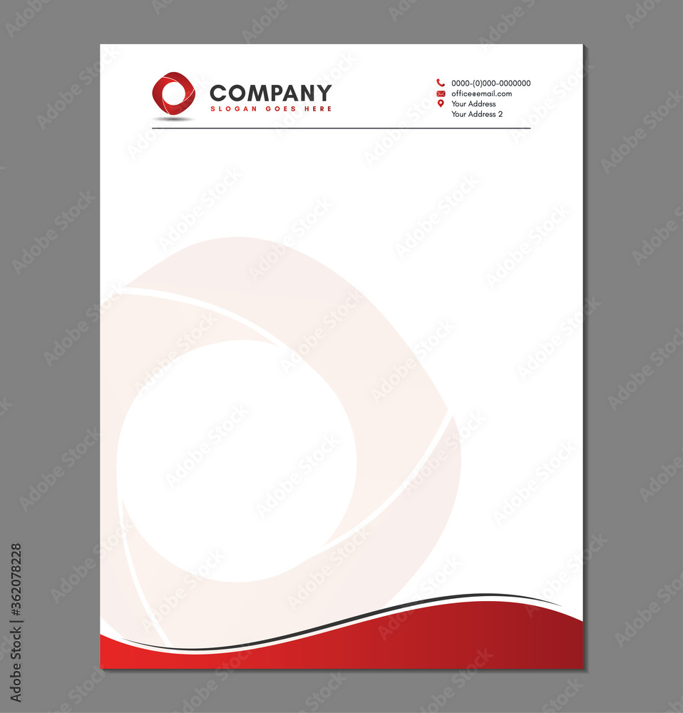Blank Red Letterhead Template with Circle Logo Stock Vector | Adobe Stock