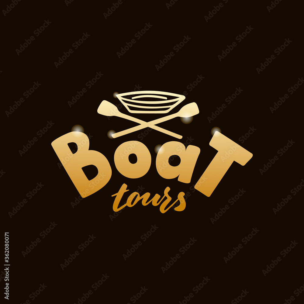 Vector illustration of boat tours brush lettering for banner, leaflet ...