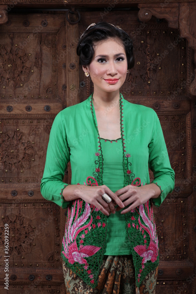 Beautiful woman wearing an elegant kebaya, kebaya is a traditional ...