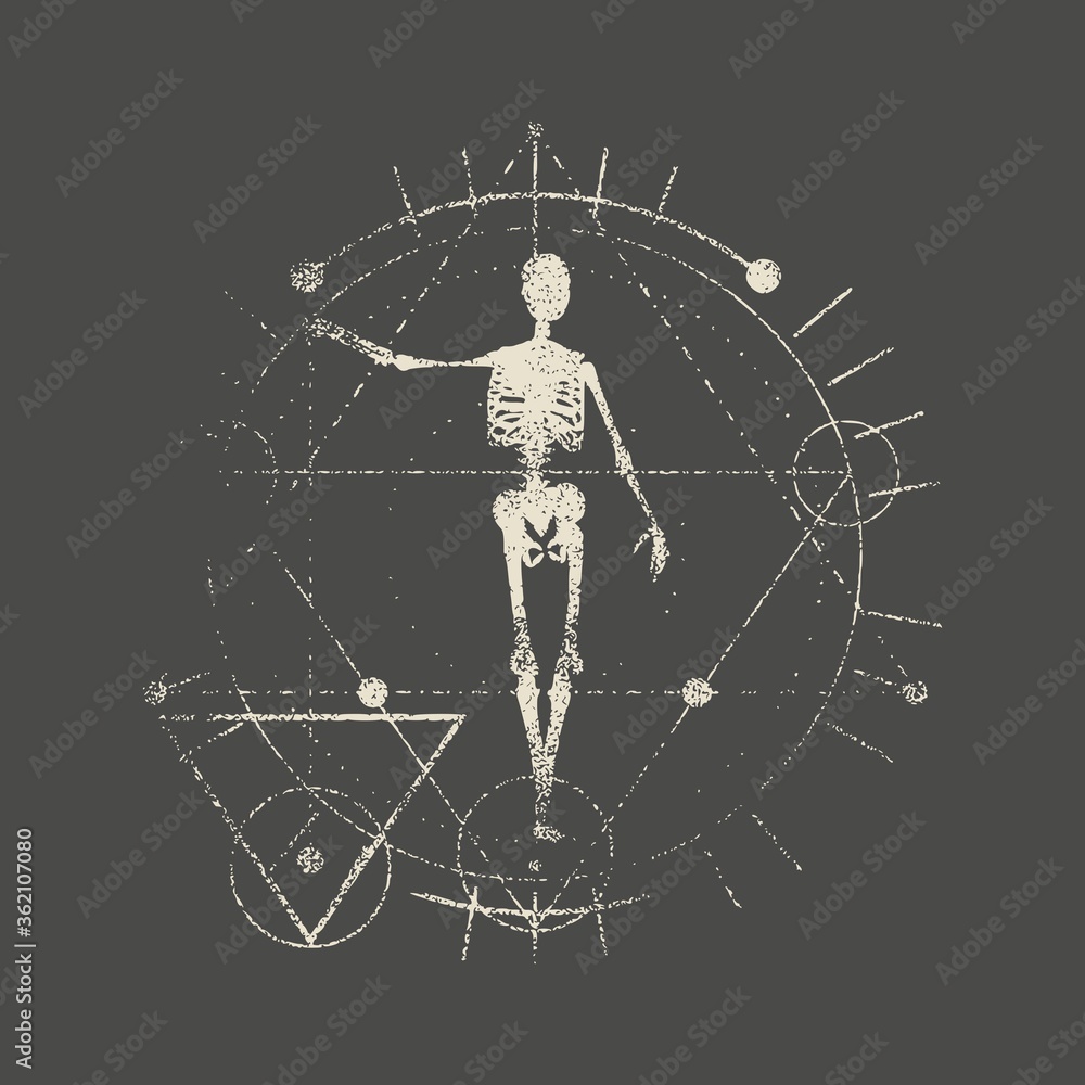 Mystery, witchcraft, occult and alchemy tattoo sign. Mystical vintage ...