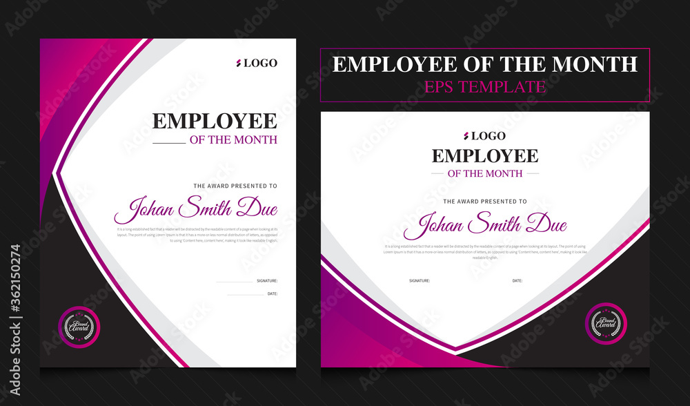 Employee of the month award template | Employee Certificate Template ...