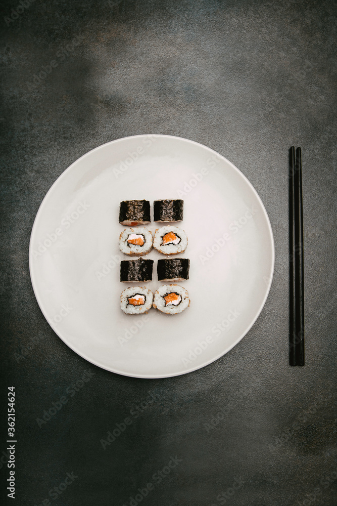 stock photography japanese sushi rice roll salmon and cheese presented ...