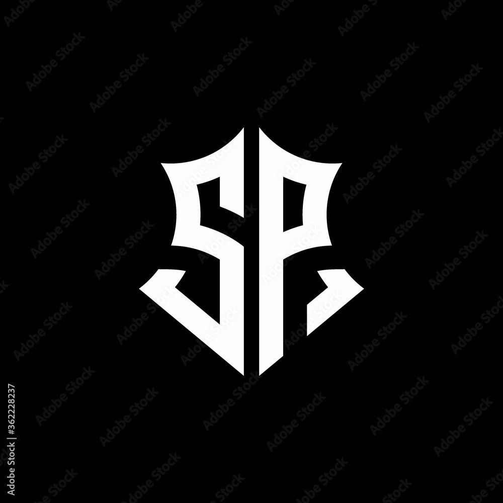 SP monogram logo with a sharp shield style Stock Vector | Adobe Stock