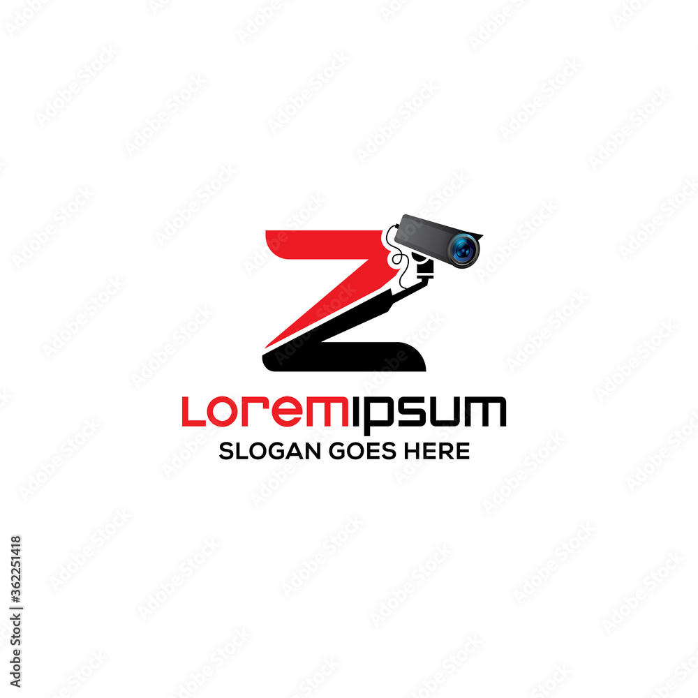 Creative Z letter CCTV camera logo design template, Realistic CCTV logo ...