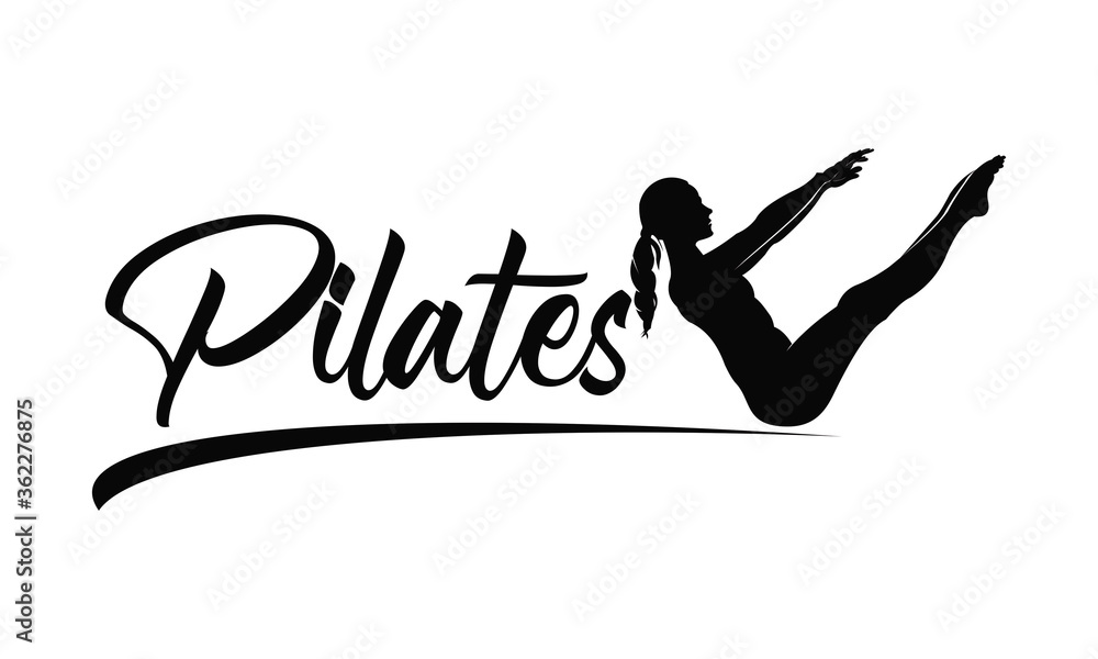 Sitting Pilates Woman Silhouette logo Stock Vector | Adobe Stock