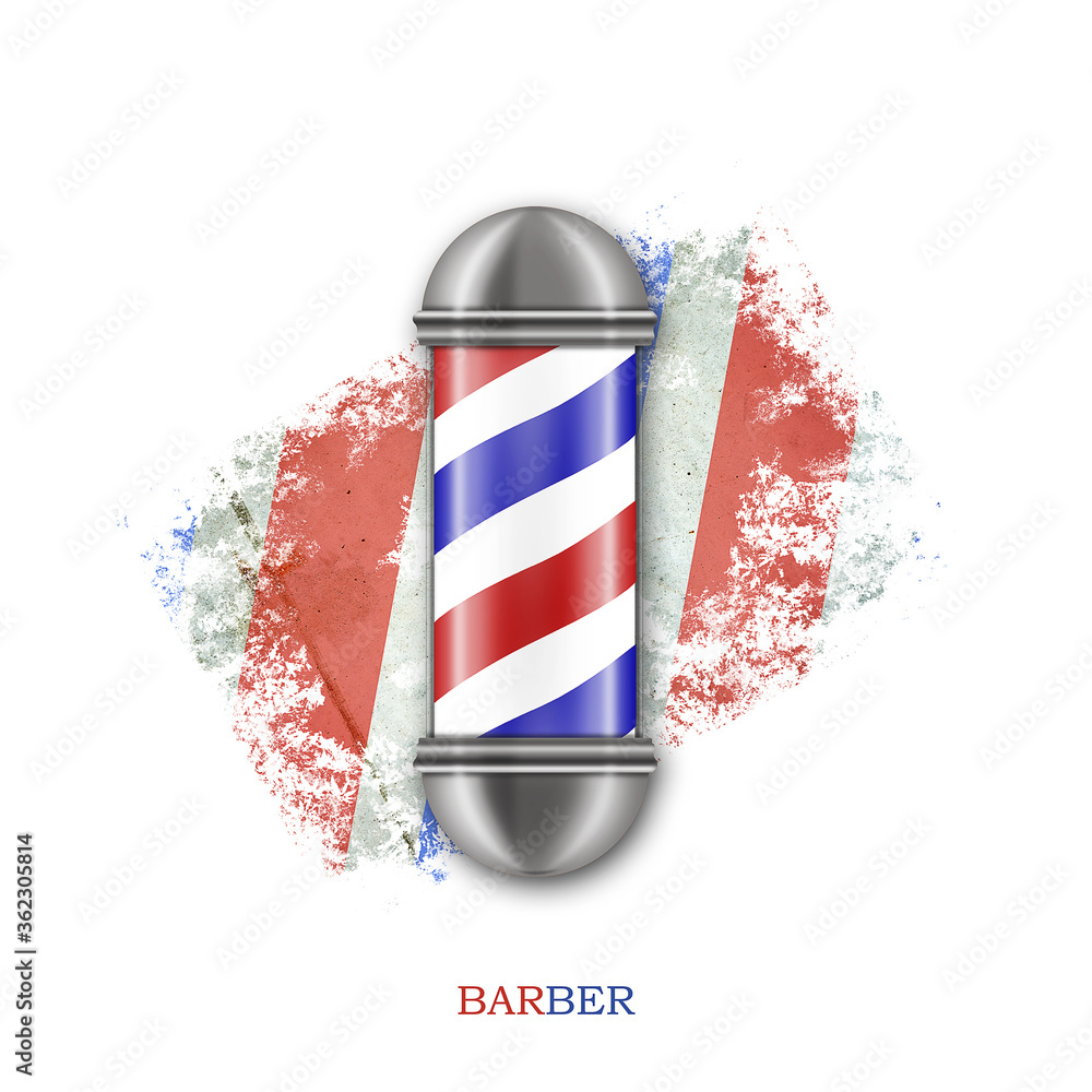 Barber Pole on vintage background. Colors of Barbershop. Isolated on a ...