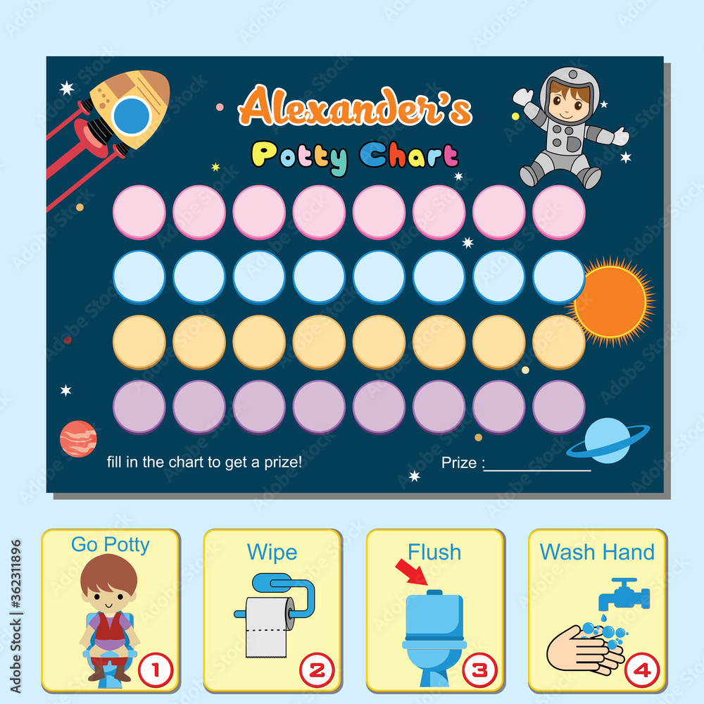 Potty Chart space ship Stock Vector | Adobe Stock