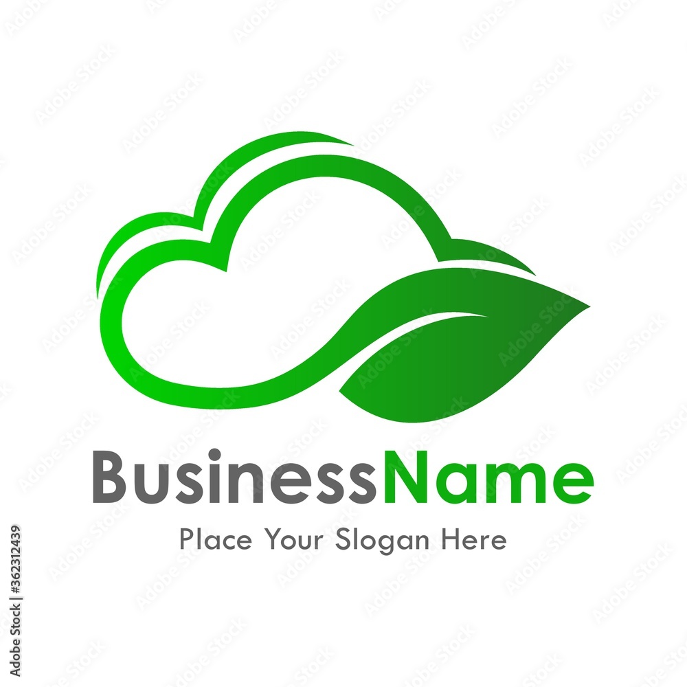 leaf cloud vector logo template. Suitable for Business, web, technology ...
