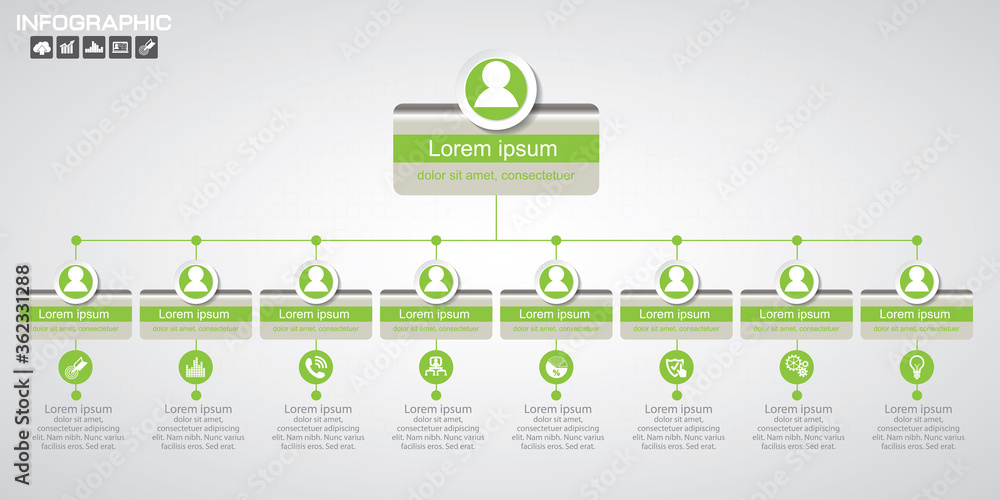 Rectangle Organization Chart Infographics, People Icon, Business ...
