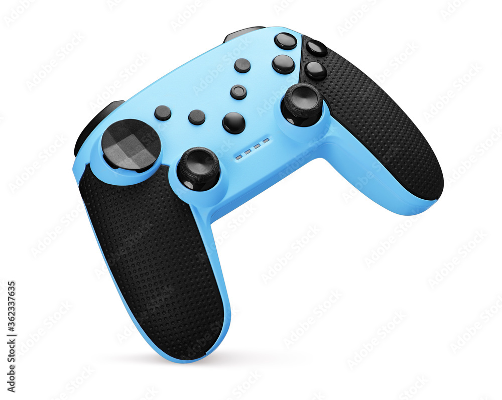 blue joystick. Video game controller isolated on white Stock Photo ...