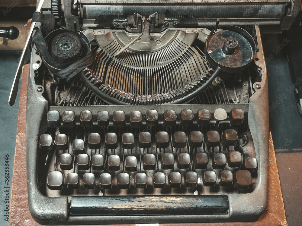 Old worn and corroded Soviet typewriter with keys without letters Stock ...