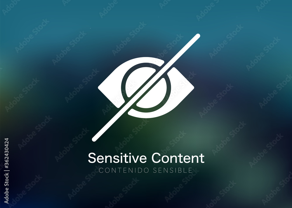 Sensitive photo content. Explicit video content. Inappropriate content. Internet safety concept ...