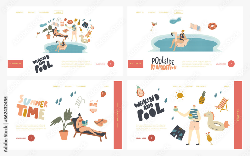 Pool Party Relax, Swim and Drink Summer Activity Landing Page Template ...