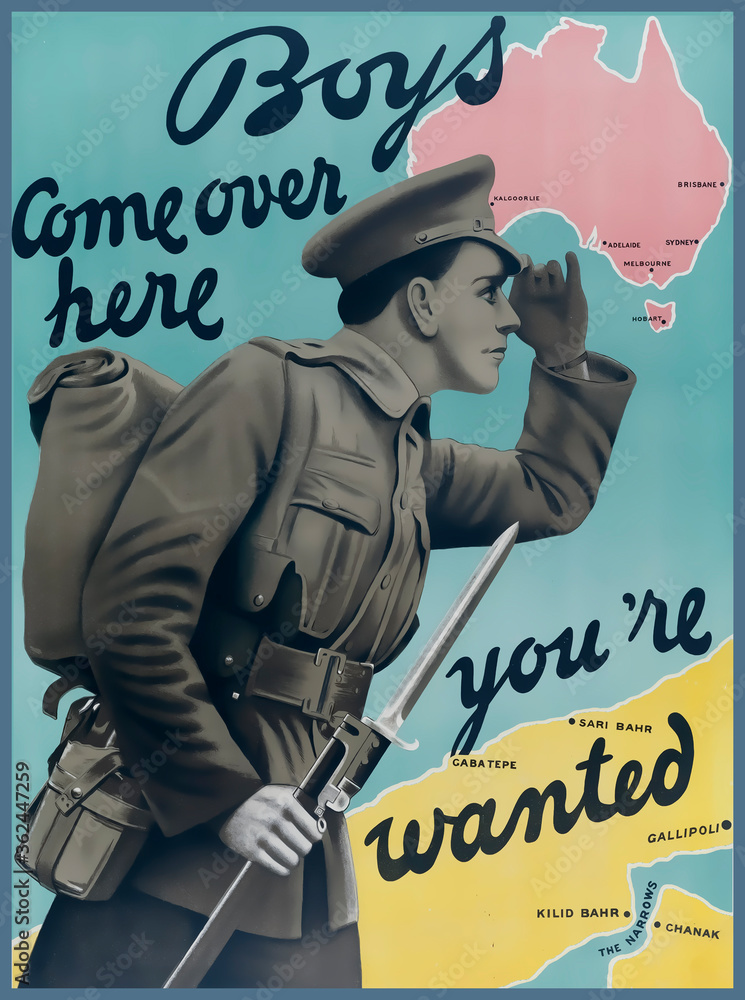 Australian World War One vintage style recruitment poster. Digital ...