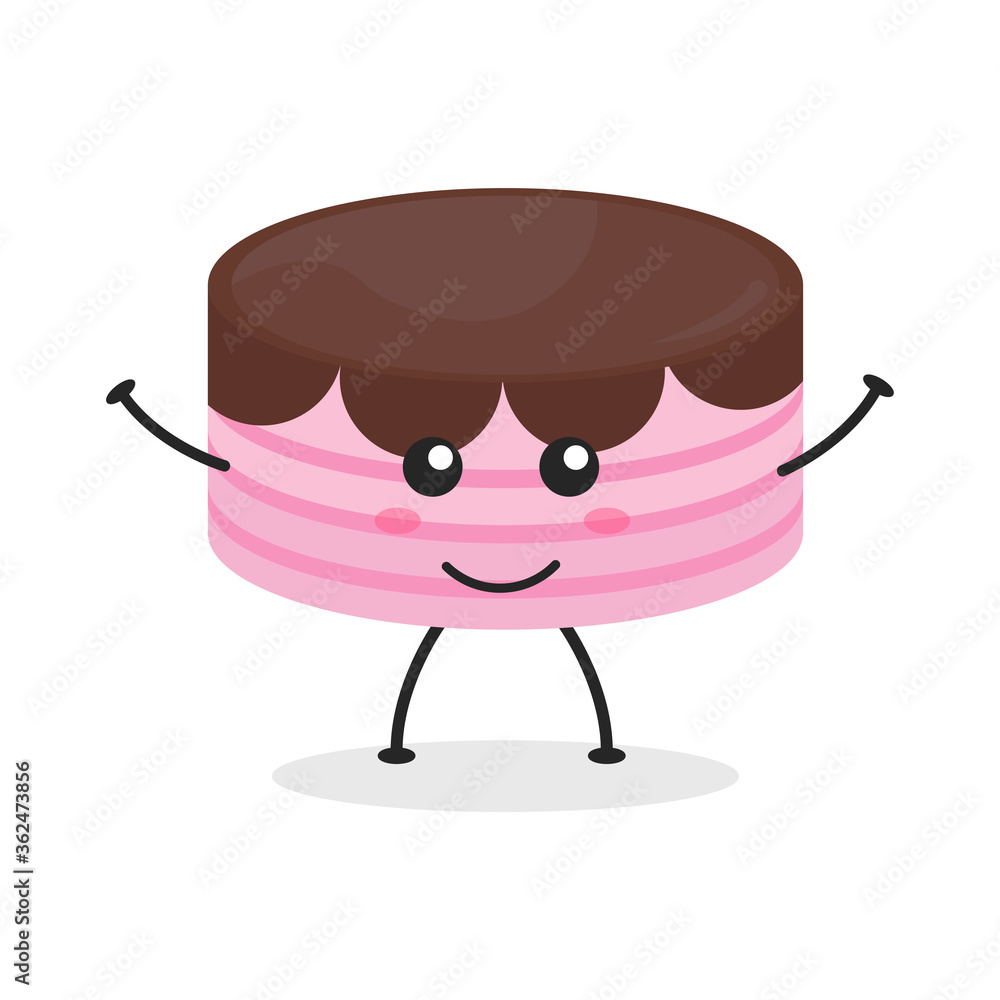 Cute flat cartoon birthday cake illustration. Vector illustration of ...