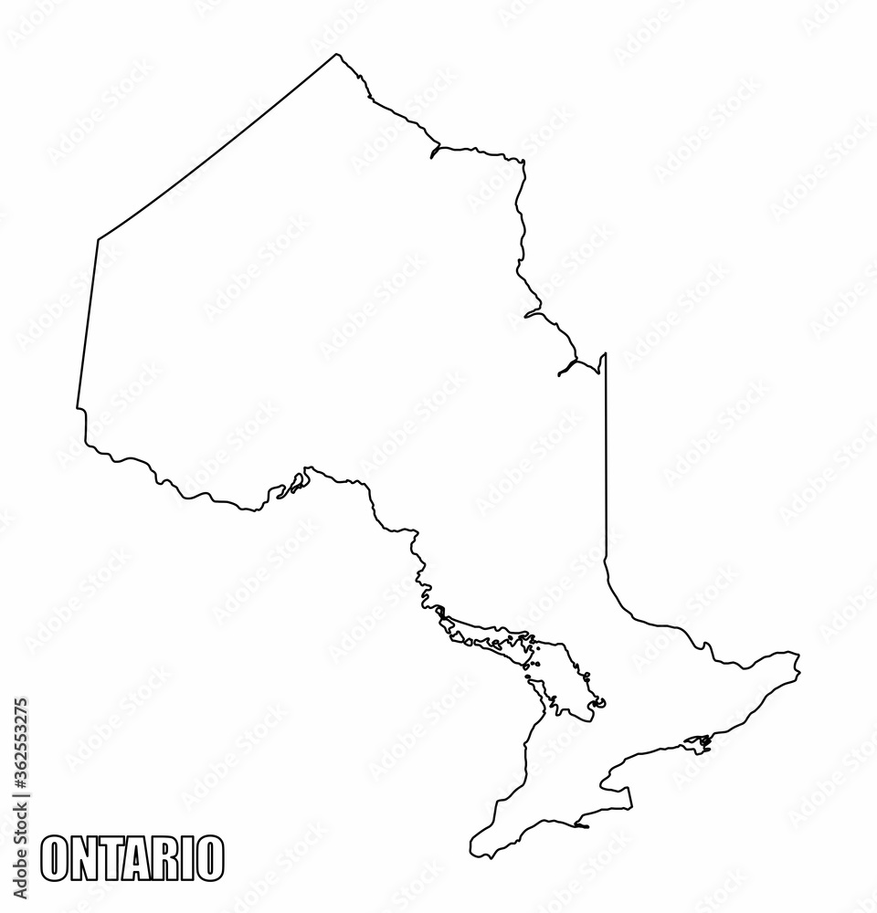 The Ontario province outline map isolated on white background, Canada ...