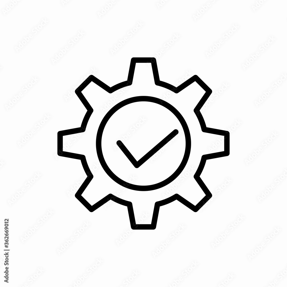 Outline gear check icon.Gear check vector illustration. Symbol for web ...