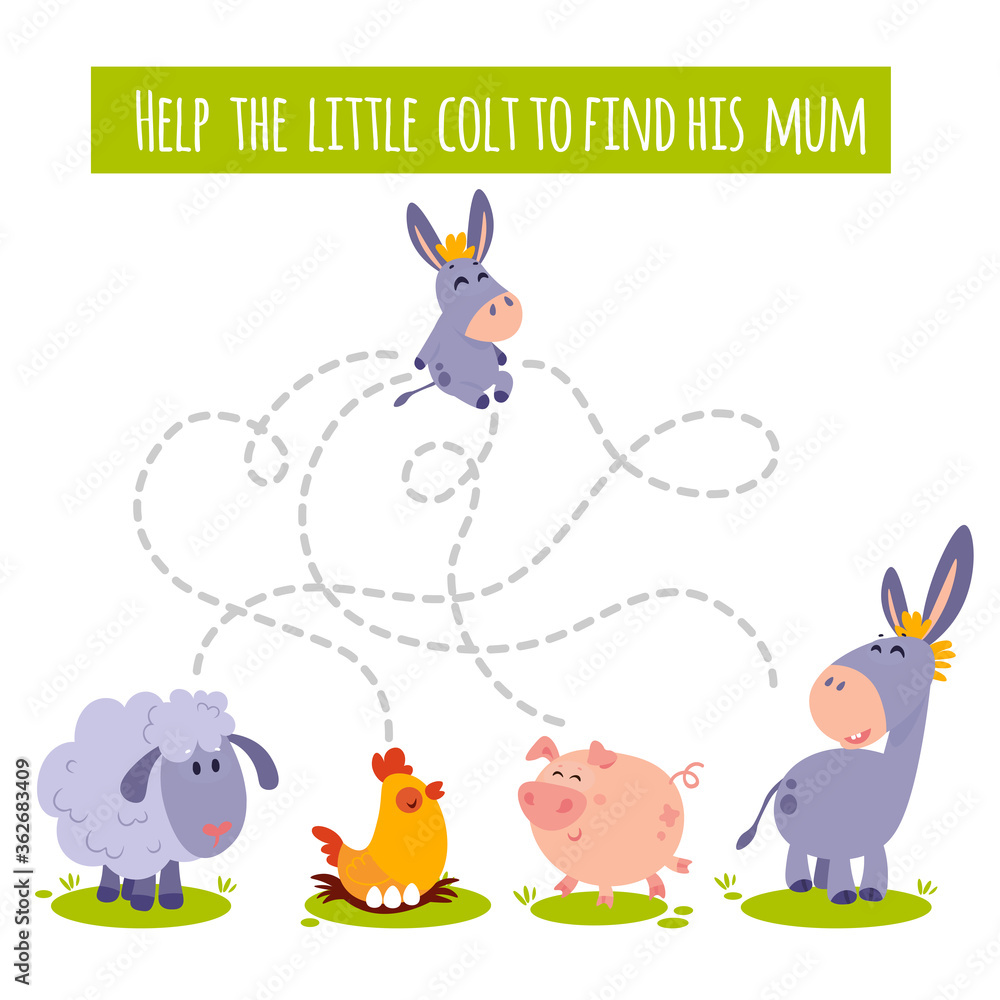 Conundrum. Farm animal educational maze game. Labyrinth page for ...